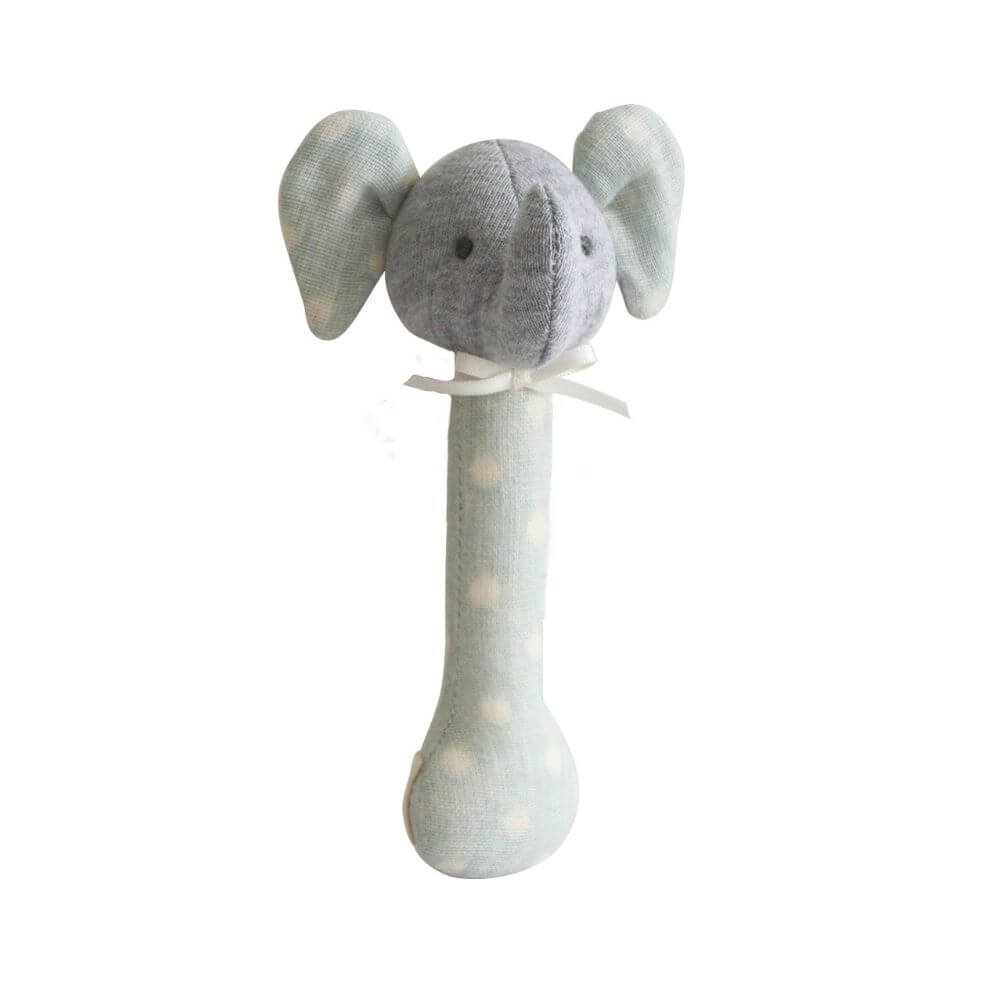 Alimrose Blue Spot Elephant Stick Rattle | Baby Gifts Australia